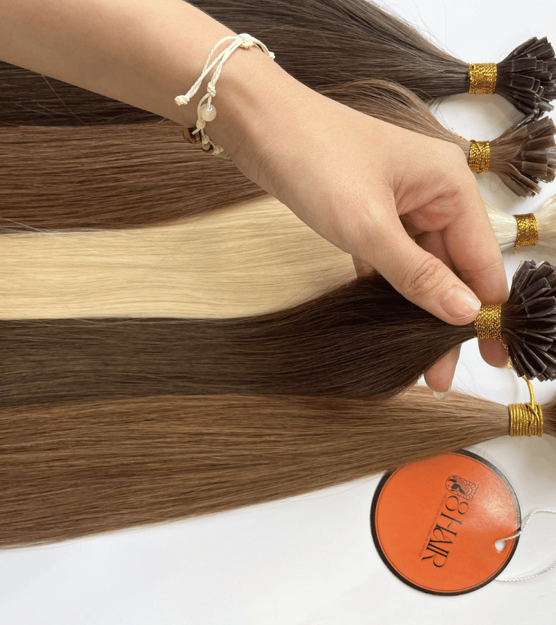 Straight V Tip Hair Extensions #4 Color - 8-Hair